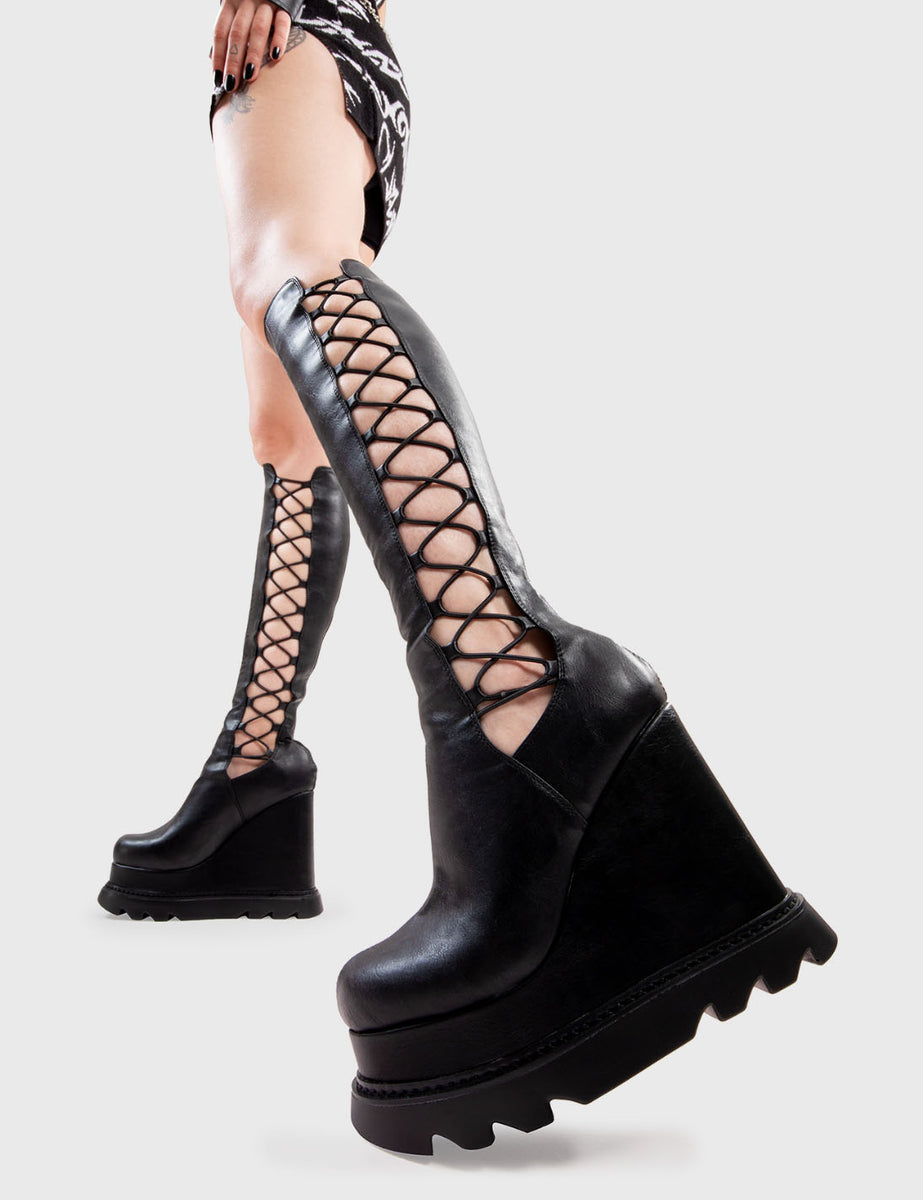 String Along Chunky Platform Knee High Boots – LAMODA AUS